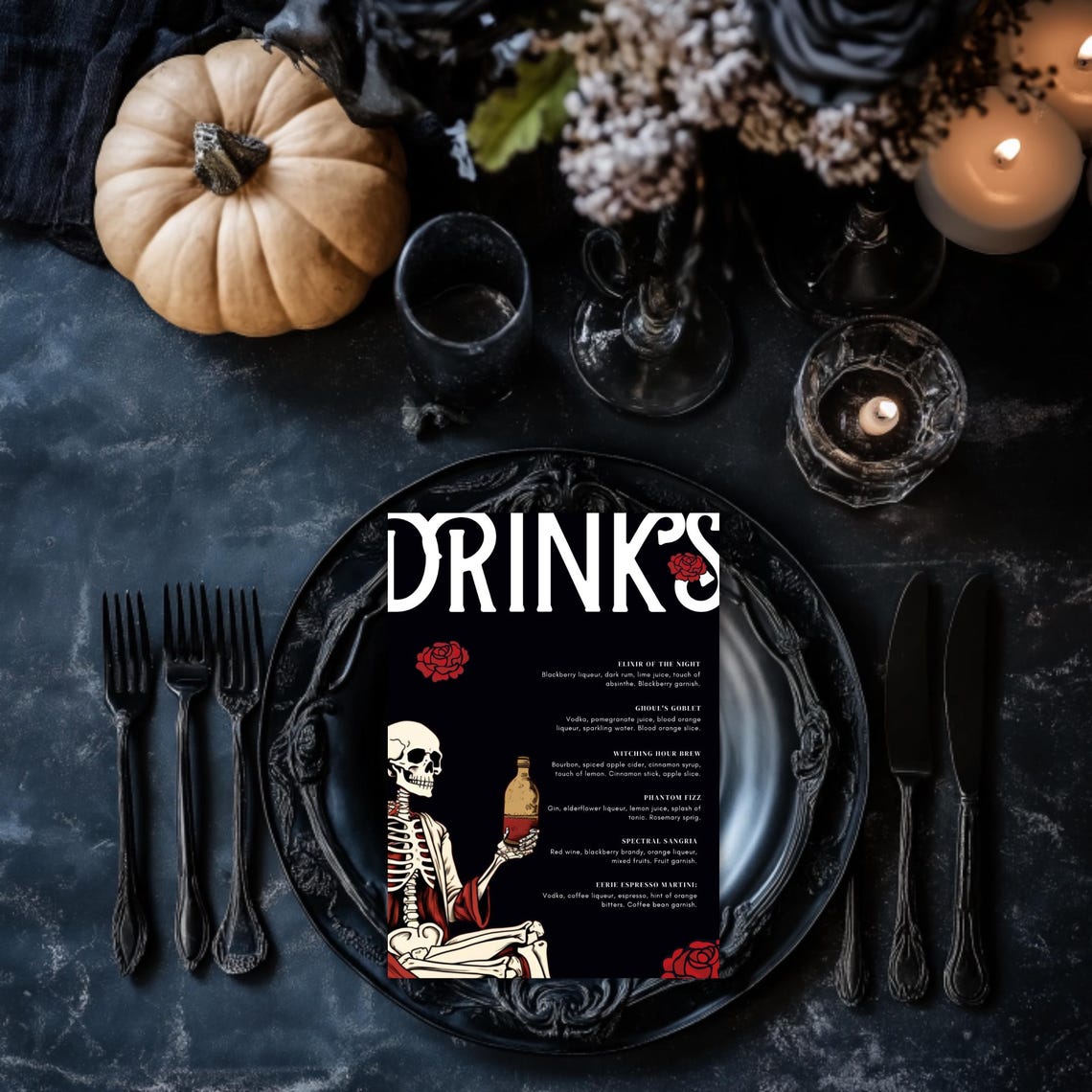 Printable Halloween Bar Menu, Halloween Cocktail Menu, Editable ...