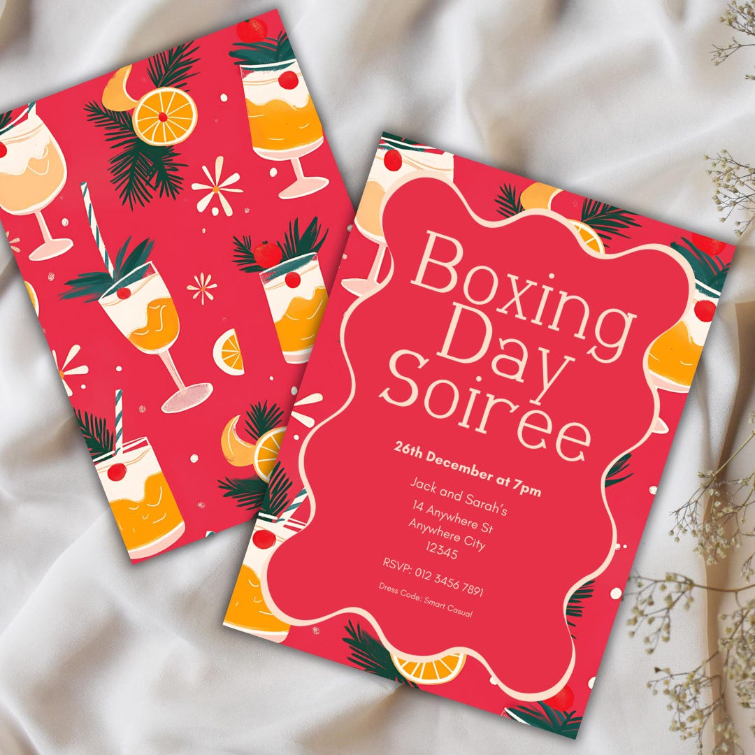 Boxing Day Invitation, Printable Christmas Boxing Day Invite, Boxing ...