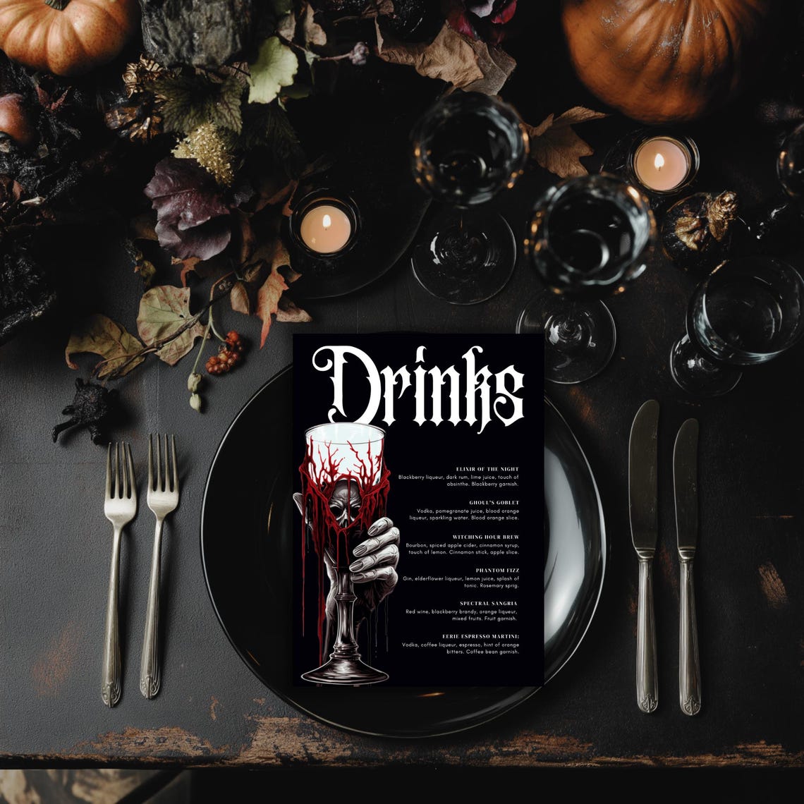 Halloween Bar Menu, Halloween Drinks Menu, Spooky Halloween Bar Menu ...