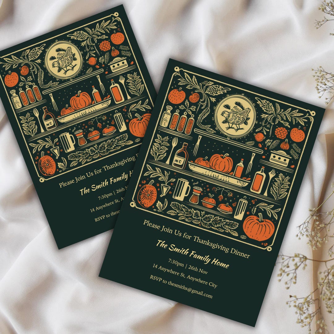 Printable Thanksgiving Dinner Invitation, Editable Fall Celebration ...