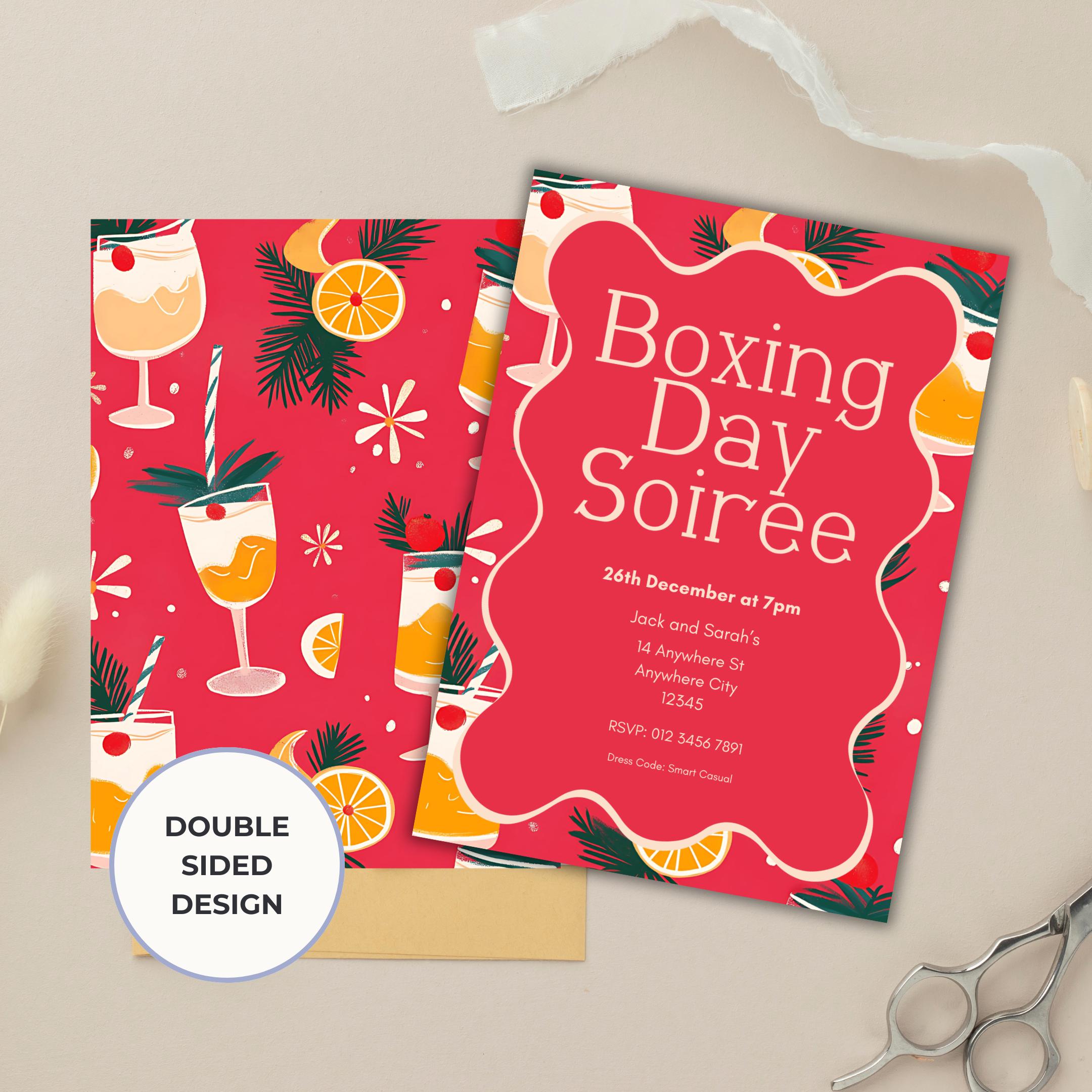 Boxing Day Invitation, Printable Christmas Boxing Day Invite, Boxing ...
