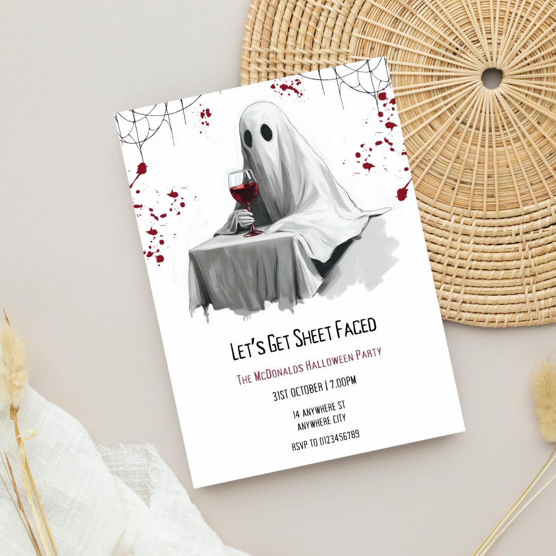 Sheet Faced Halloween Invitation, Printable Halloween Invitation With ...