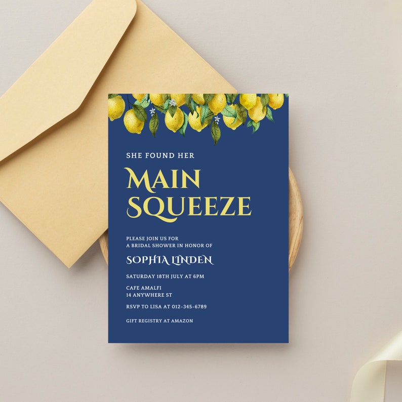 Minimal Lemon Invitation for Bridal Shower, Lemon Bridal Shower ...