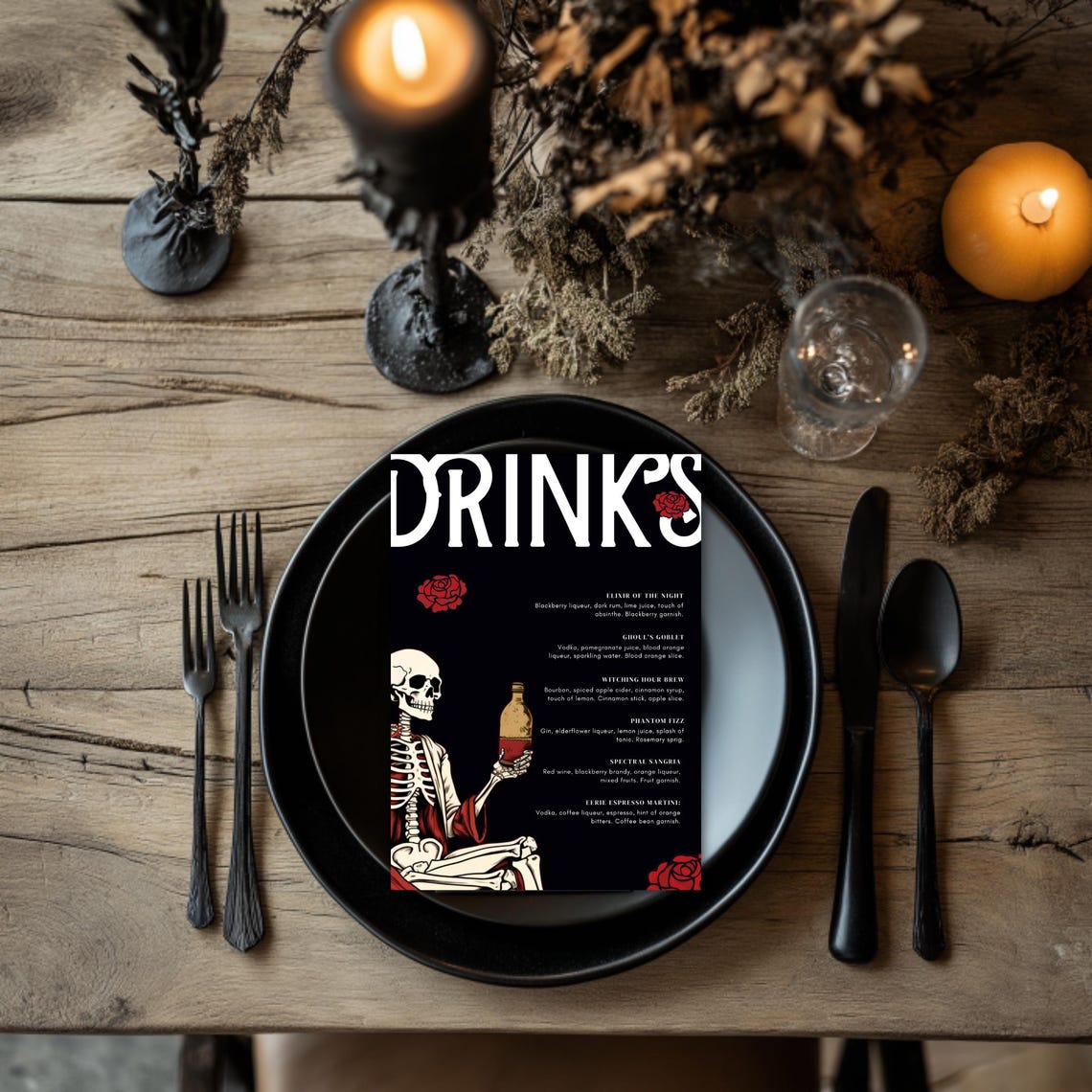 Printable Halloween Bar Menu, Halloween Cocktail Menu, Editable ...