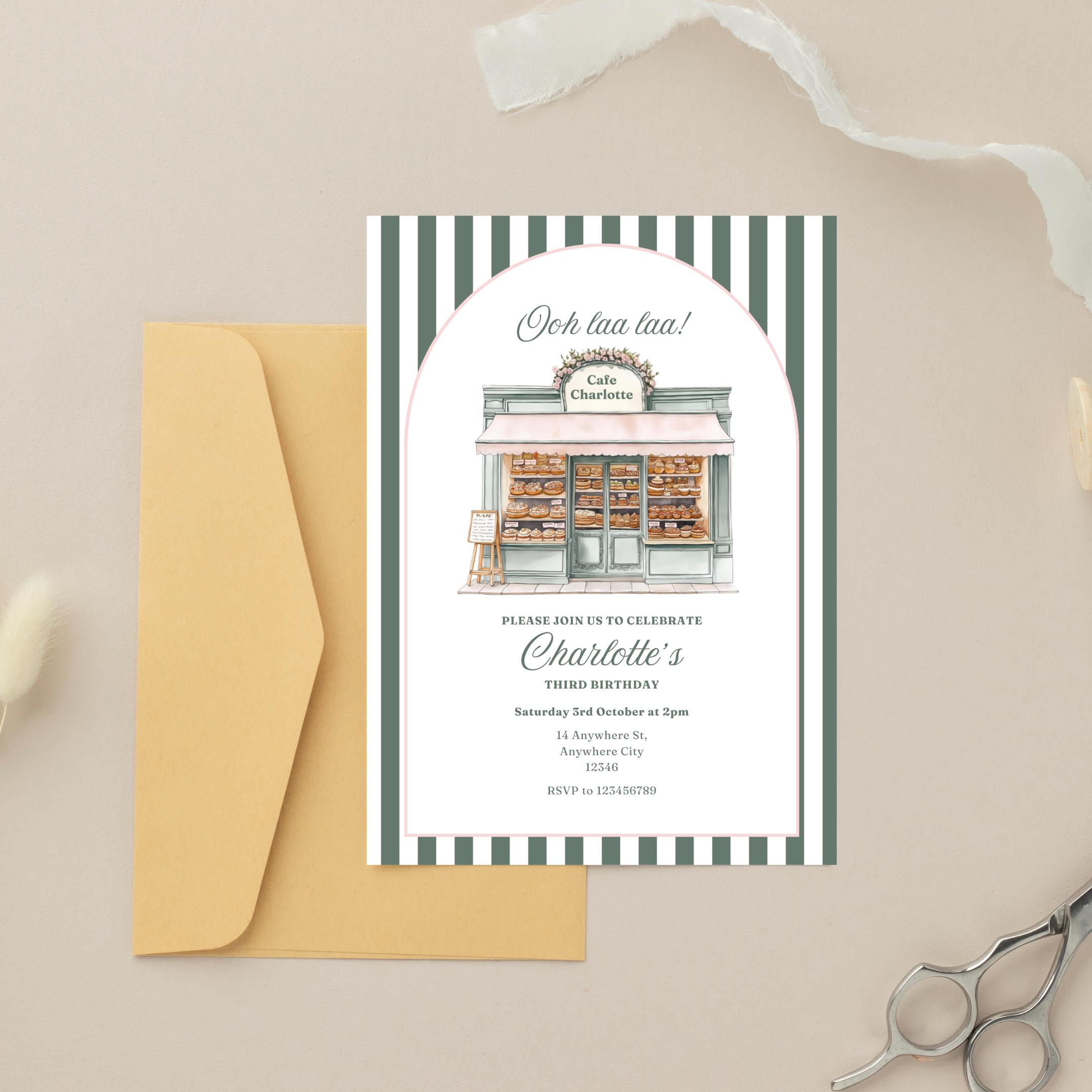 French Patisserie Birthday Party Invitation, French Bakery Theme ...