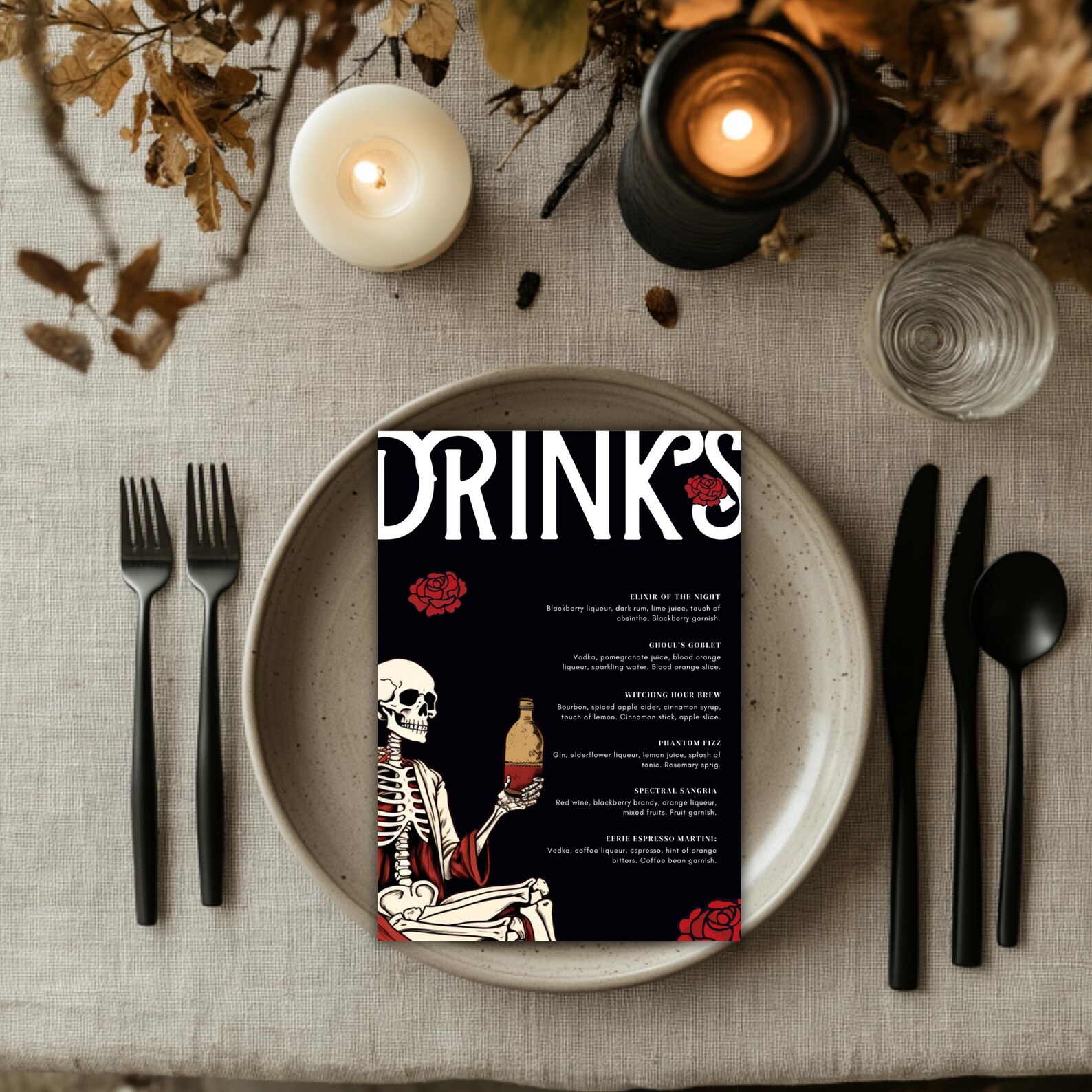 Printable Halloween Bar Menu, Halloween Cocktail Menu, Editable ...