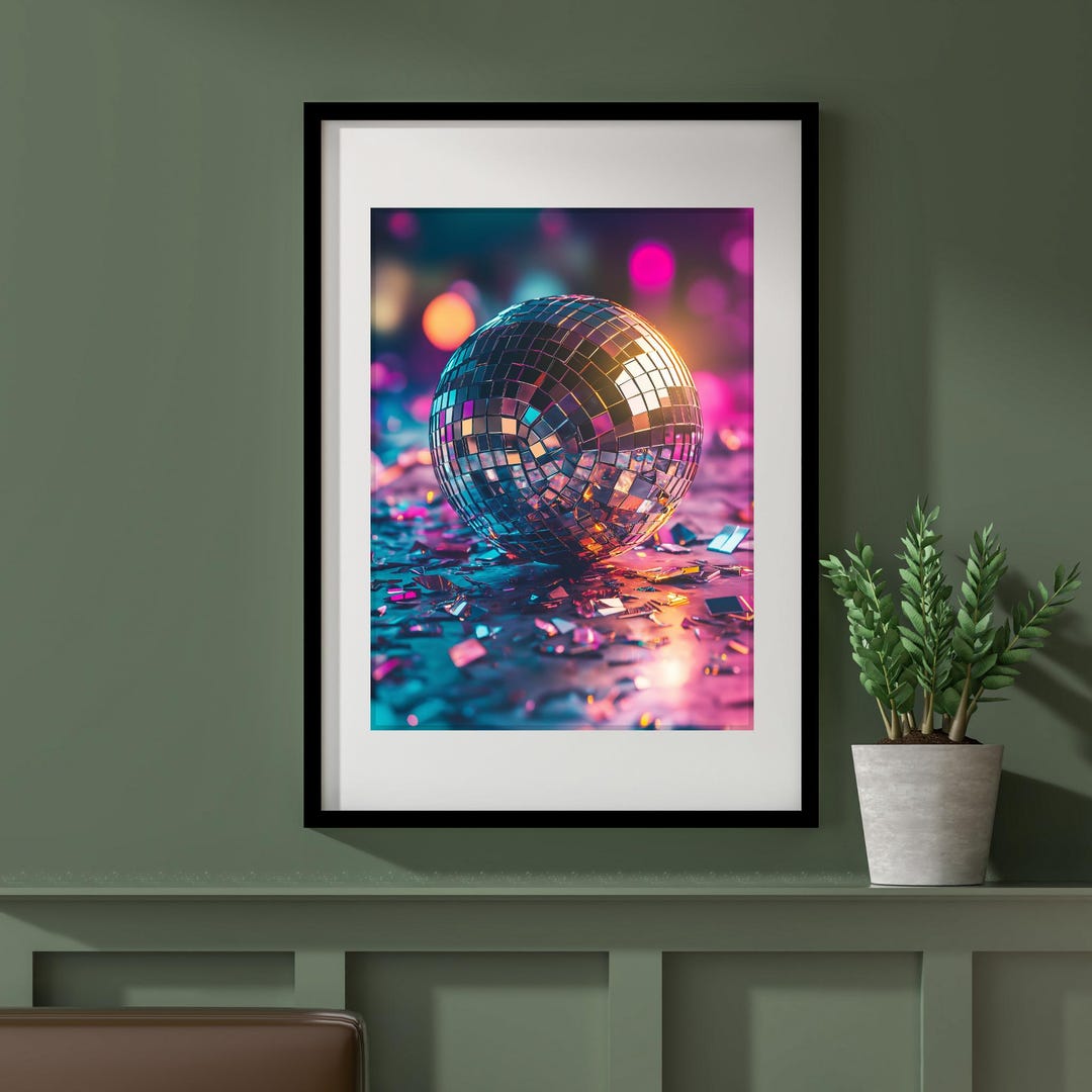 Disco Ball Smash Wall Art, Printable Mirror Ball Wall Decor, Preppy ...