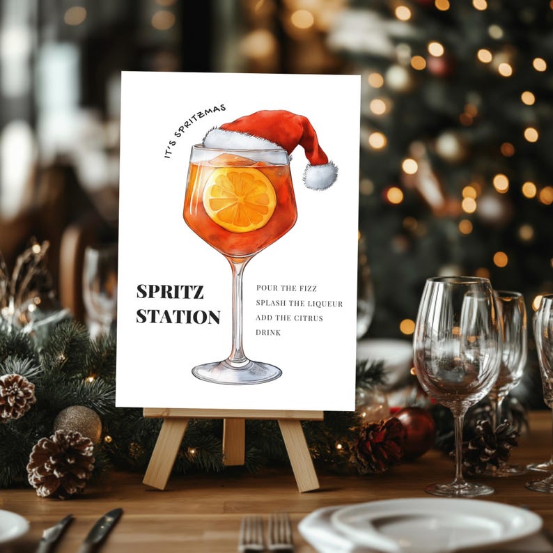 Spritz Bar Sign, Printable Christmas Pour Your Own Spritz Party Sign ...