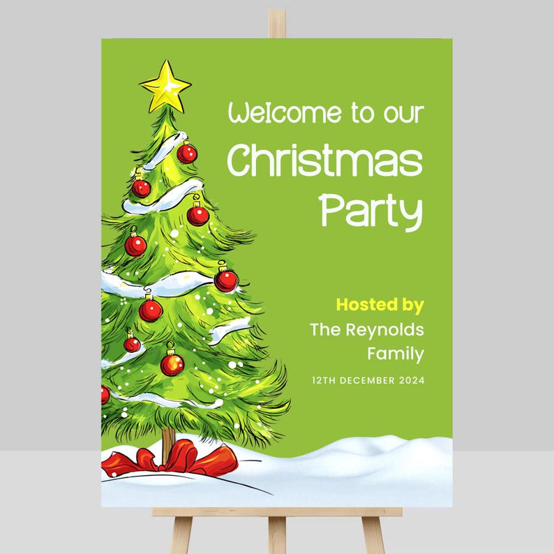 Green and Red Christmas Welcome Sign, Welcome Poster for Family ...