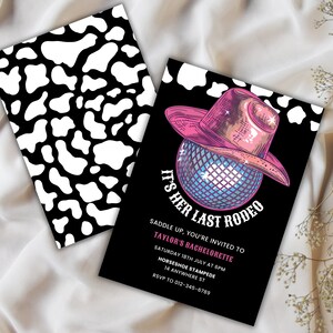 Cowgirl Disco Bachelorette Invite, Editable Last Rodeo Invitation ...