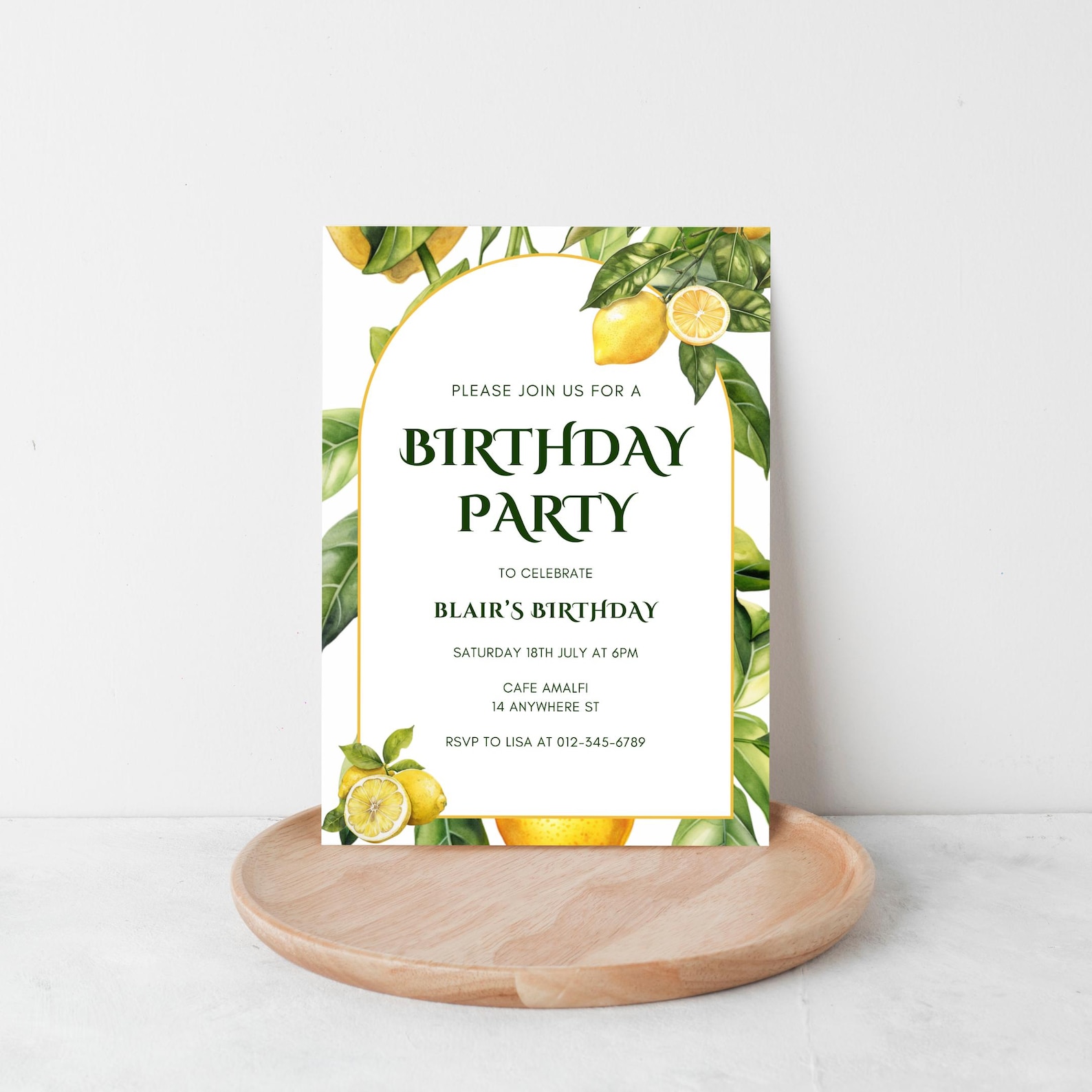Lemon Invitation, Lemon Birthday Party Invitation, Printable Lemon ...