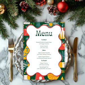 Bold and Bright Christmas Menu Template, Editable Modern Christmas Menu ...