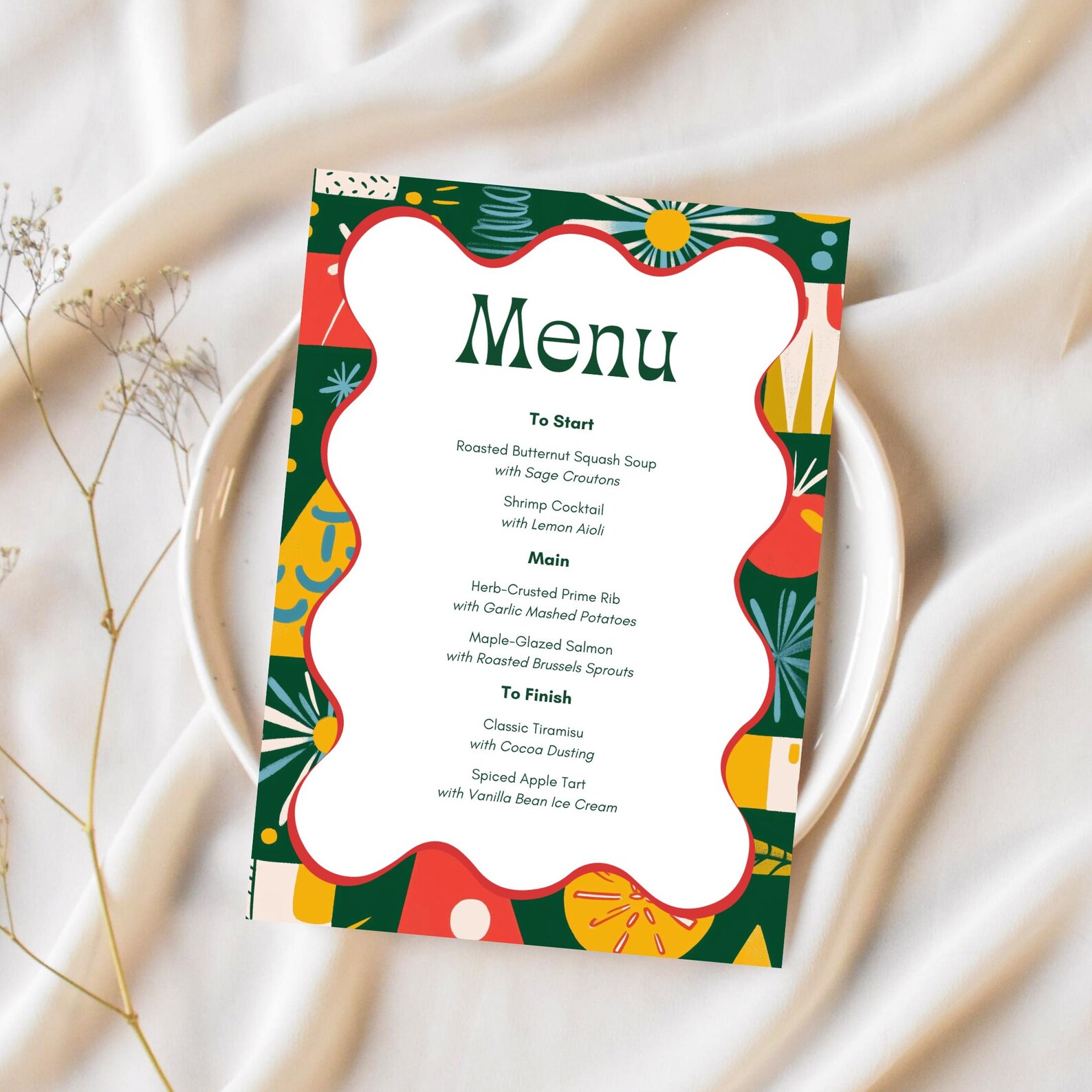 Bold and Bright Christmas Menu Template, Editable Modern Christmas Menu ...