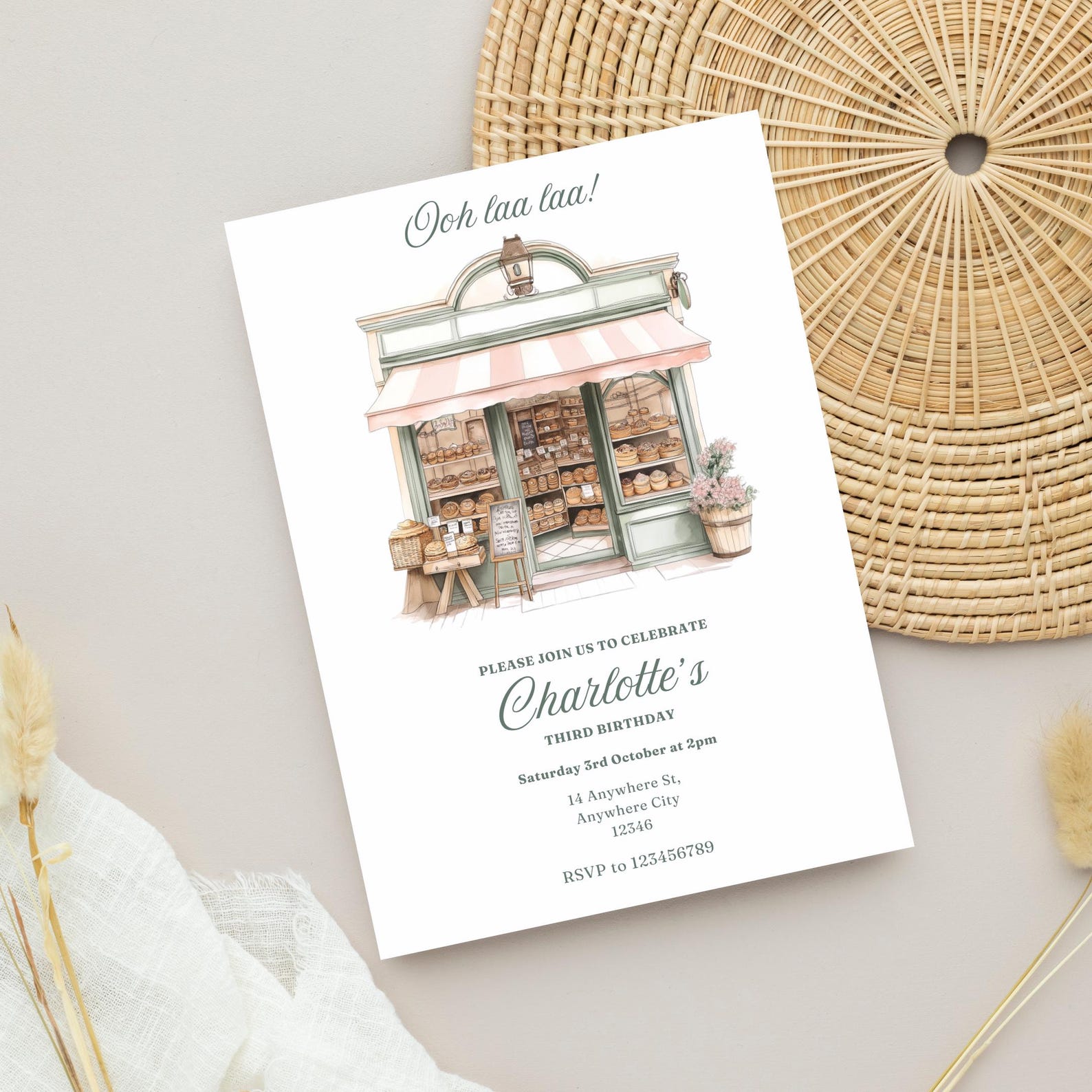 Printable Paris Bakery Invitation, Editable French Patisserie Invite ...