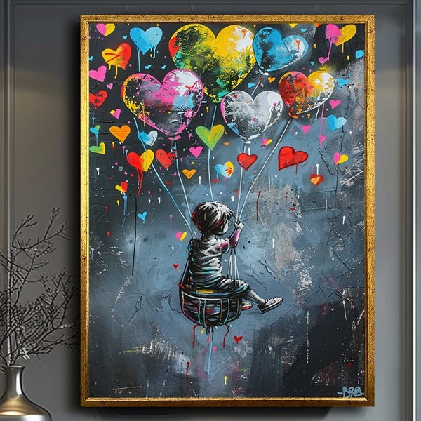 Banksy Balloon Canvas Art,graffiti Wall Art,banksy Canvas Art,graffiti ...