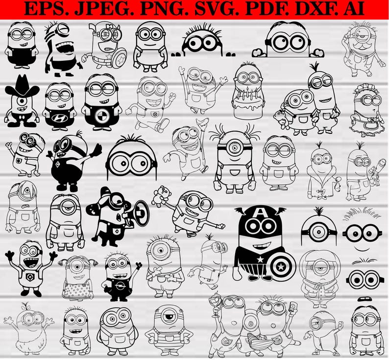 Minions Svg Bundle/ Minions Svg/ Minions Clipart/ Minions Silhouette ...