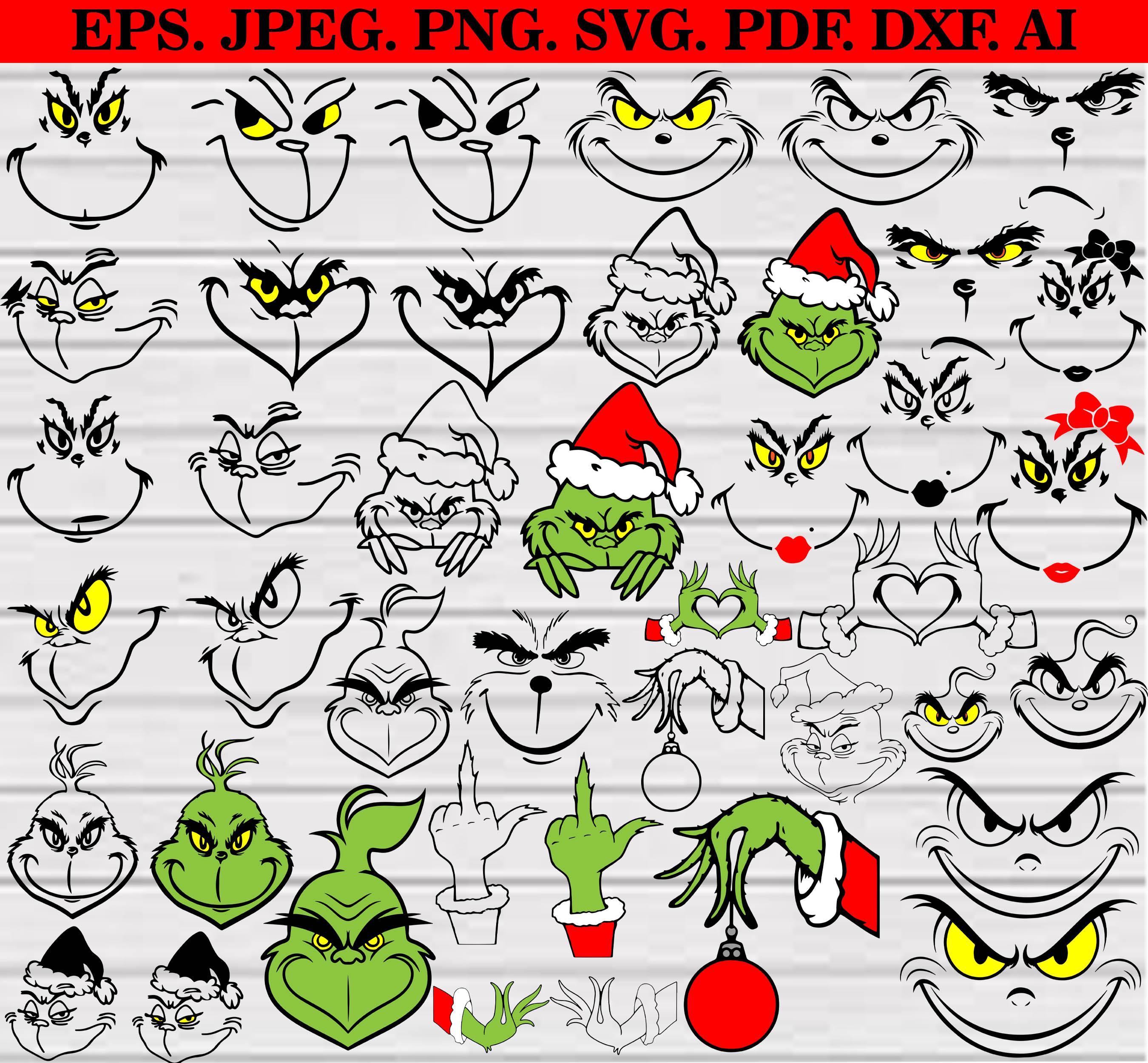 Grinch Face Silhouette Grinch SVG | Grinch Face SVG Payhip