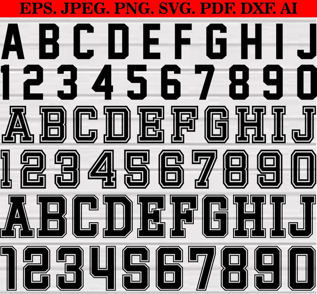 Sport Font Svg Bundle, Sport Numbers Svg, Jersey Number Svg, Sport ...