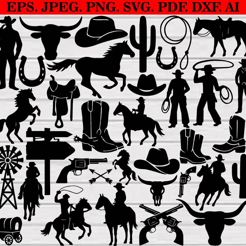 Cowboy Boots and Hat Dxf - Etsy