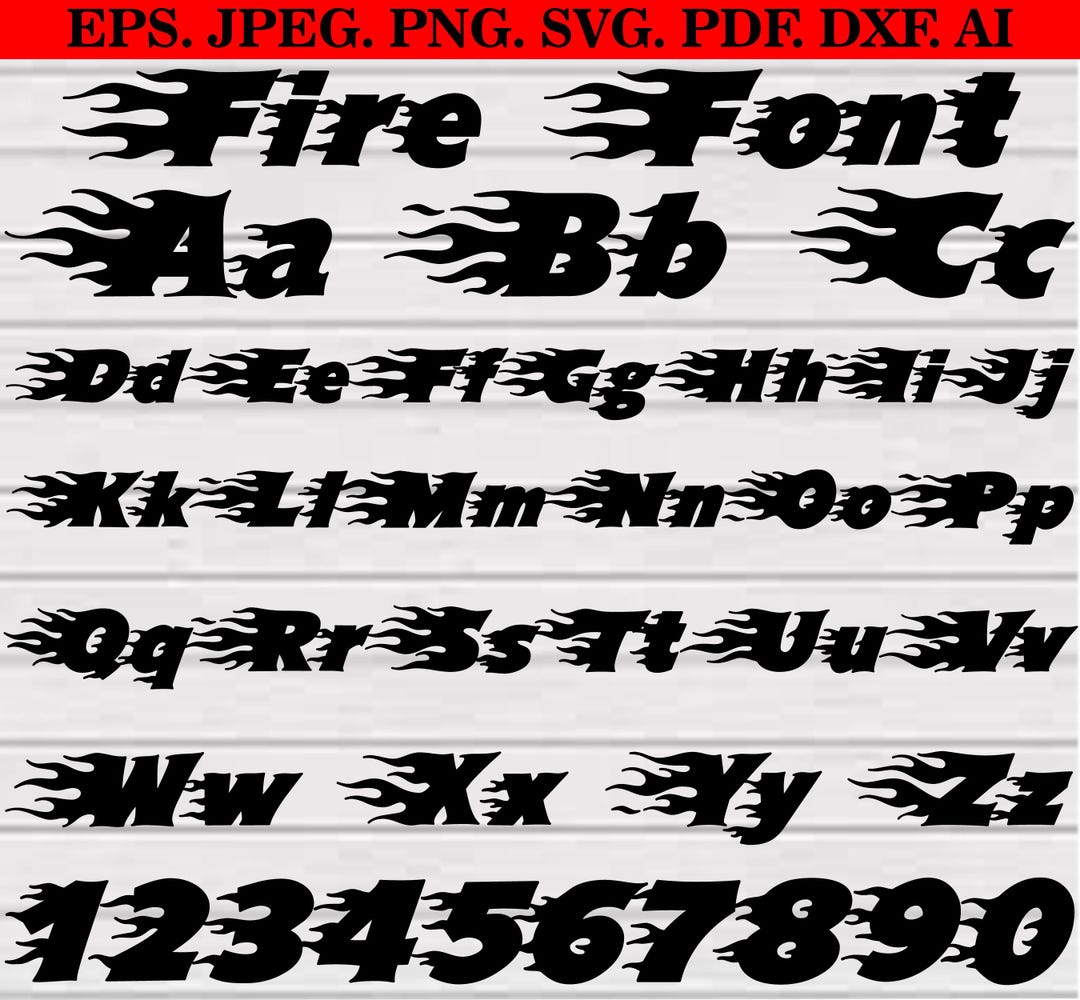 Fire Font Svg Bundle, Flame Font for Cricut, Fire Flame Font Svg, Flame ...