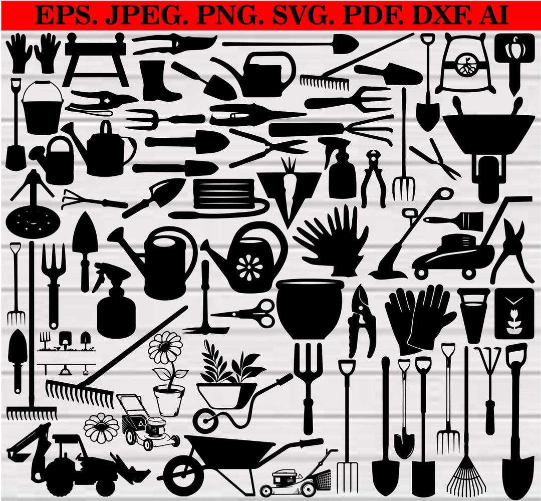 Garden Tools Svg Bundle, Garden Tools Clipart, Gardening Silhouette ...