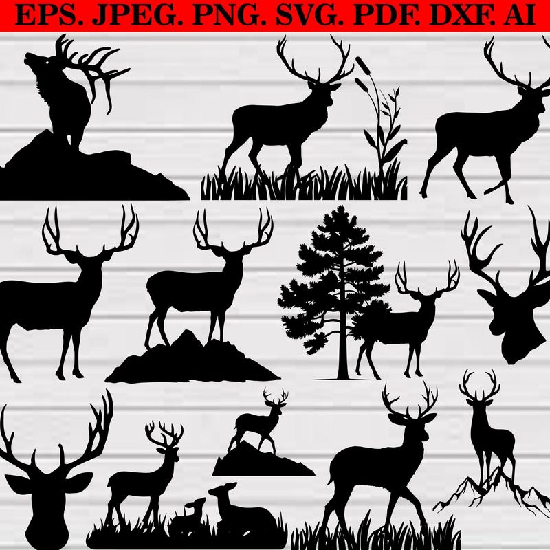 Elk Silhouette Vinyl Wall - Etsy