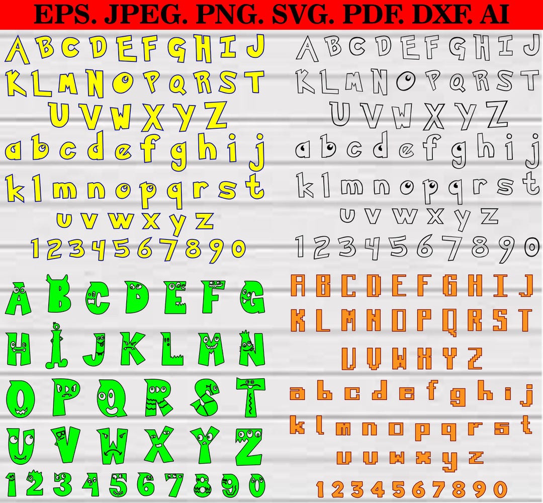 Cartoon Font Svg Bundle, Cartoon Font TTF, Fonts Svg, Cute Monster Font ...