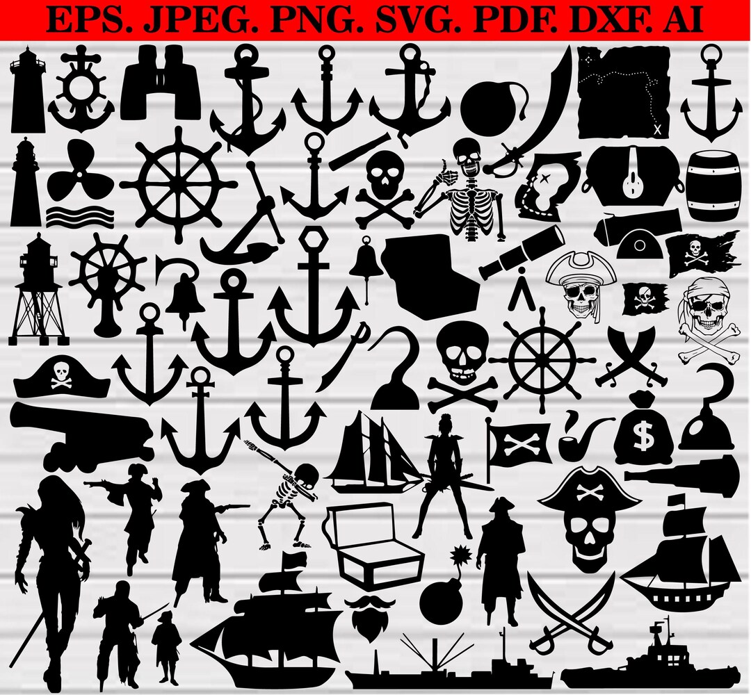 Pirate Svg Bundle, Pirate Clipart, Pirate Cut Files for Circut, Pirate ...