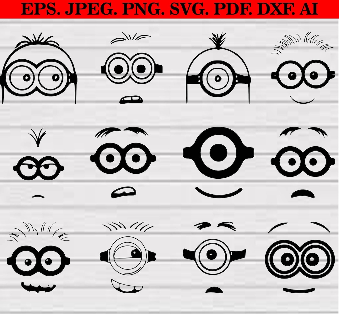 Minion Face Svg Bundle, Minions Face Svg, Minions Face Clipart, Minion ...