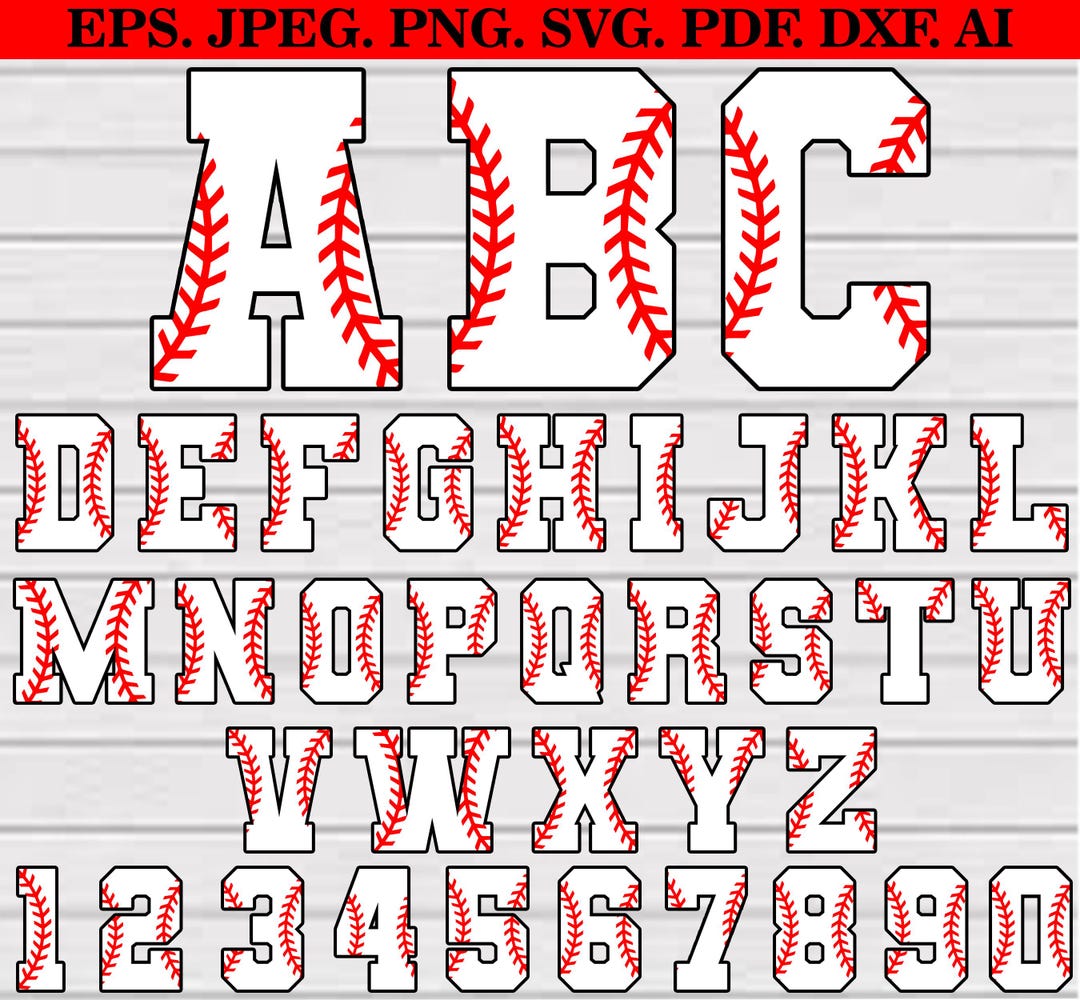 Baseball Font Svg, Baseball Alphabets Svg, Baseball Letters and Numbers ...