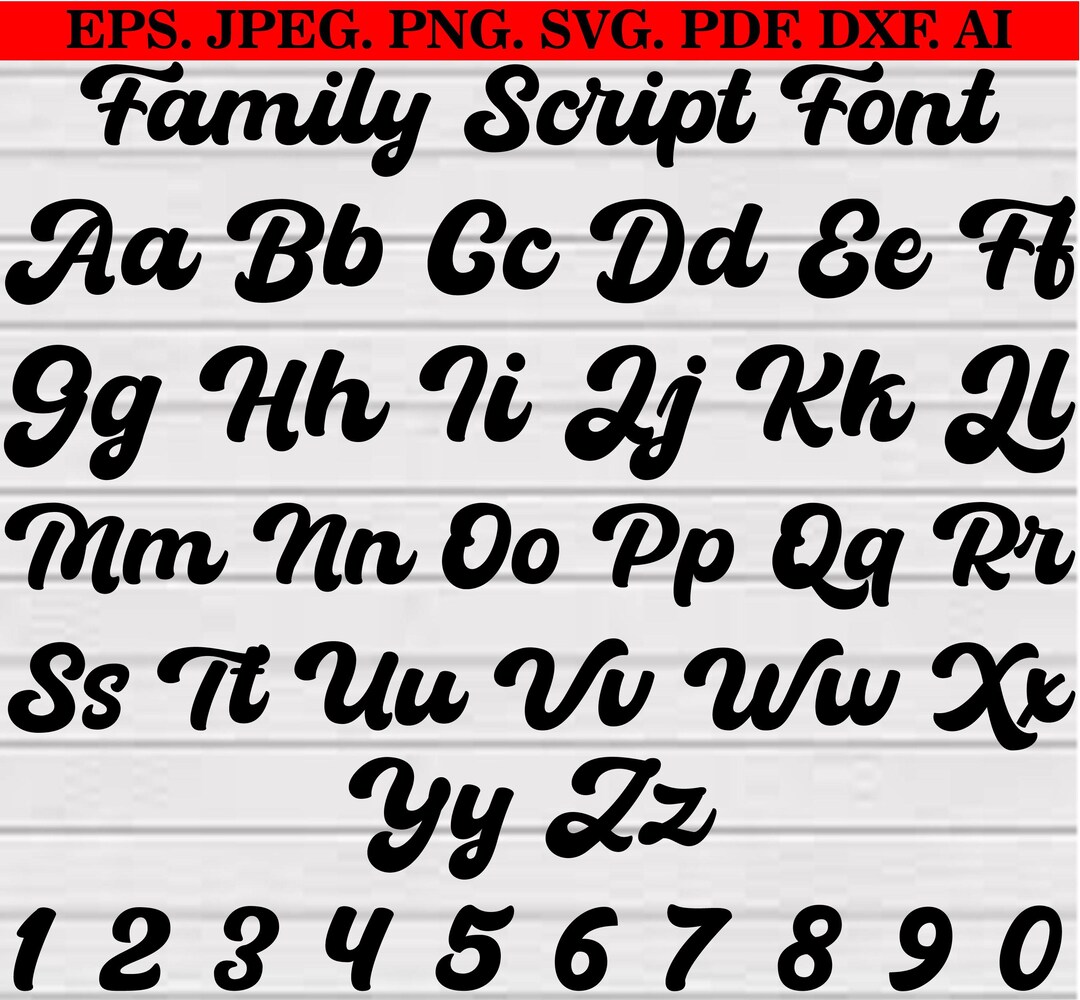 Family Script Font Svg Bundle, Family Script Font Alphabets, Family ...