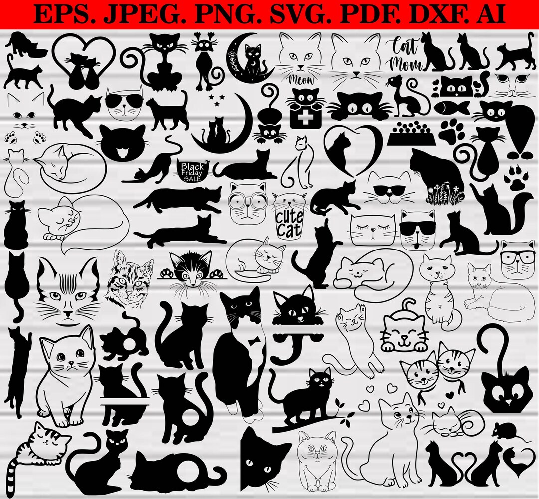 Cat Svg Bundle, Cat Svg, Cat Clipart, Cat Cut Files for Circut, Cat ...
