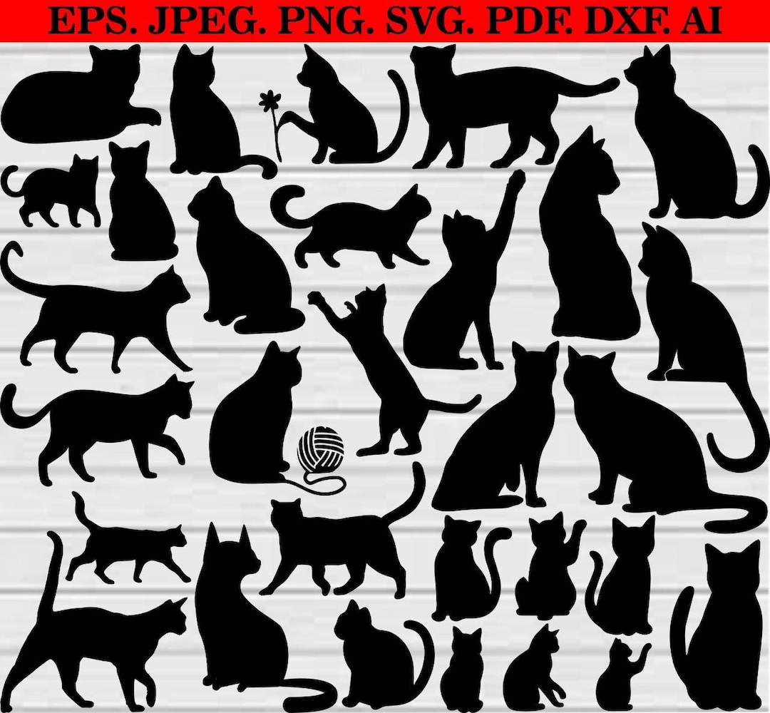 Katzen-Svg-Bundle, Katzen-Svg, Katzen-Clipart, Katzenschnitt-Dateien ...