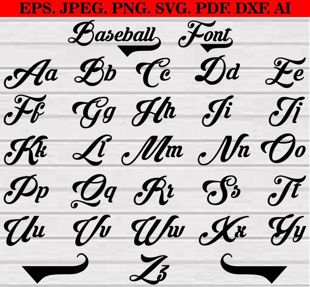 Baseball Font Svg, Baseball Font OTF Svg, Baseball Script Font ...