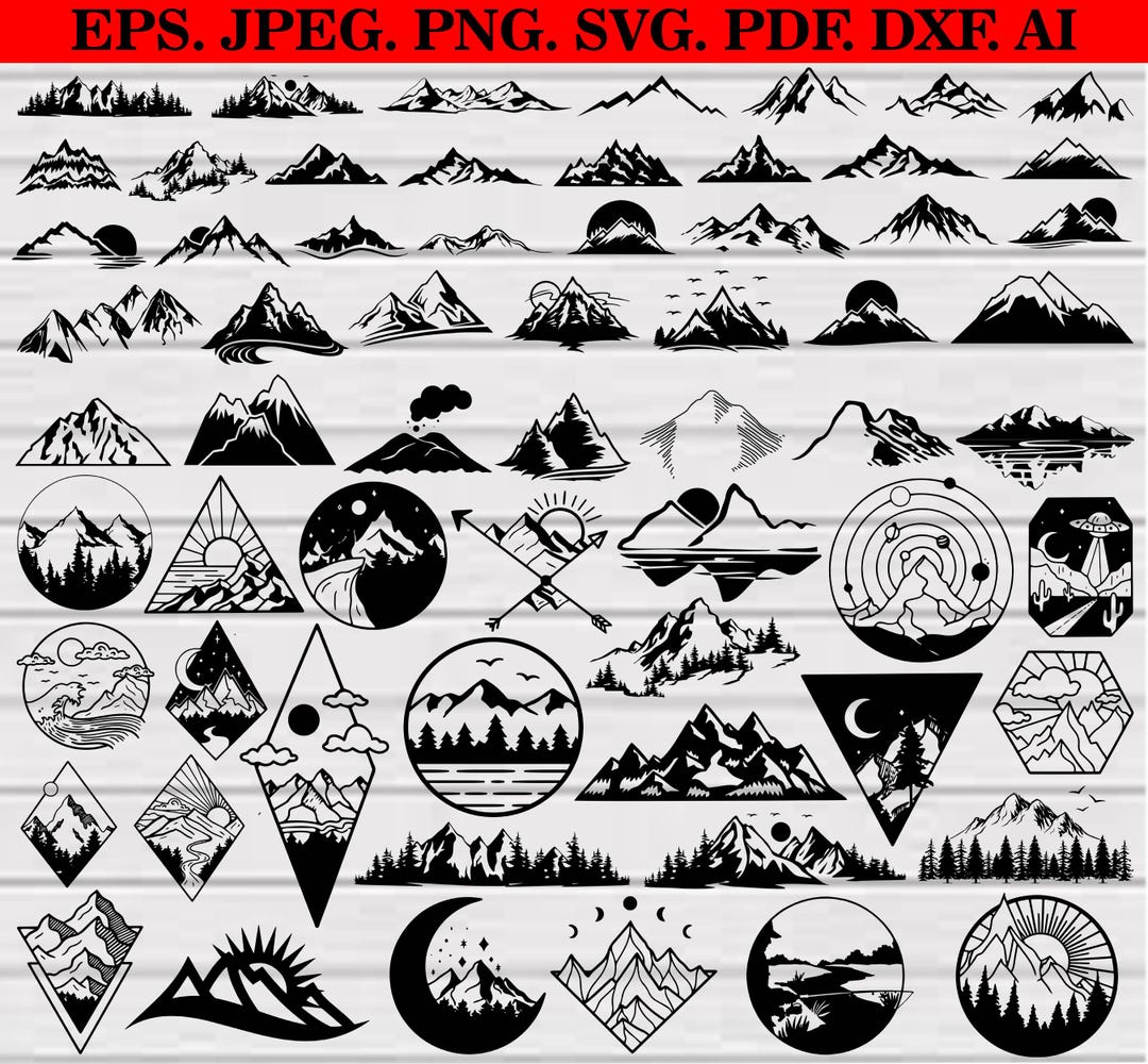 Mountains Svg Bundle, Landscape Svg, Forest Tree Svg, Outdoors ...