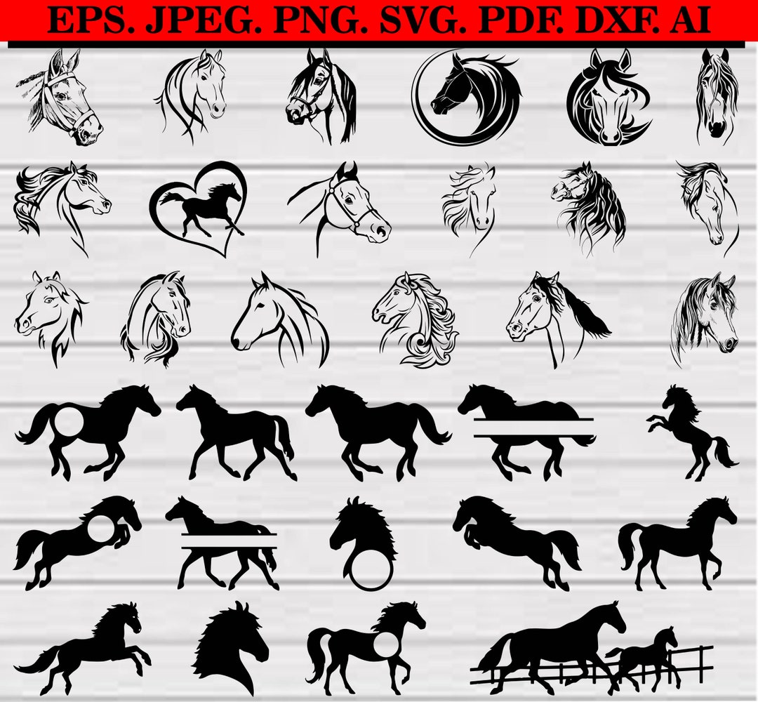 Horse Svg Bundle, Horse Head Svg Bundle, Horse Clipart, Horse Cut Files ...