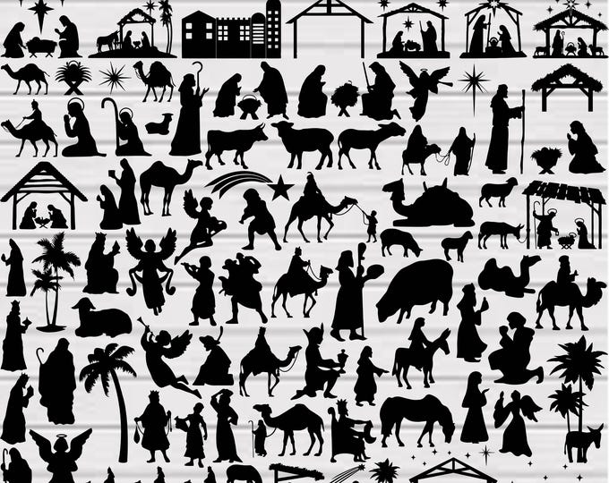 Krippe SVG-Bundle, Krippen-Szene-Svg-Bundle, Weihnachts-Krippe Clipart ...