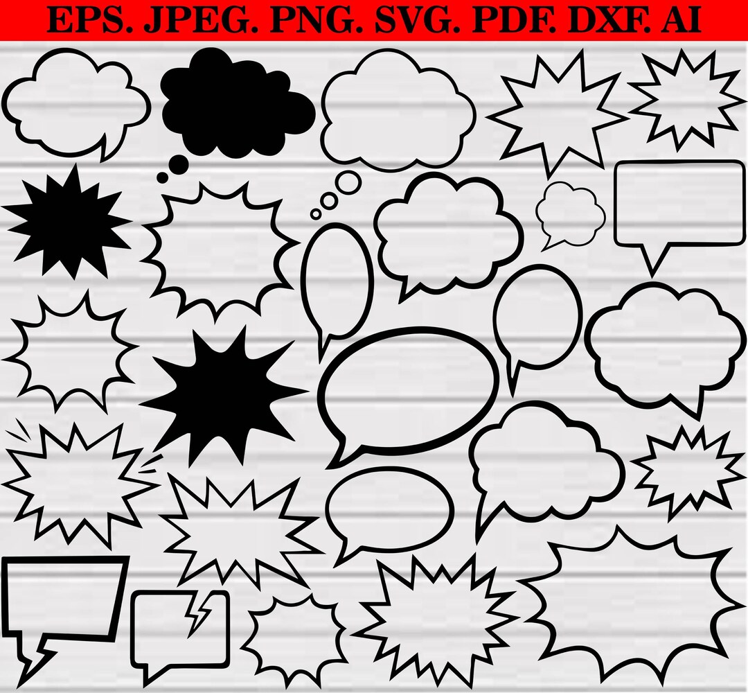 Comic Style Action Svg Bundle, Comic Text Clipart, Comic Cartoon Style ...