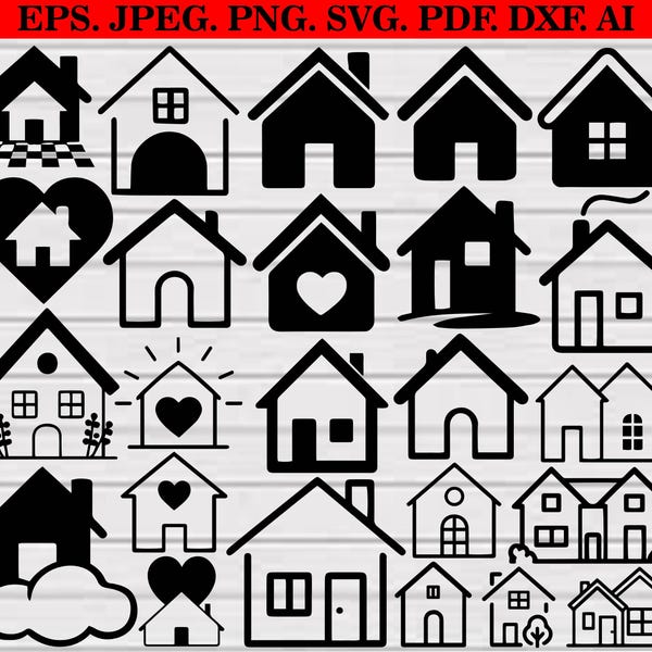 Little Houses Clipart - Etsy