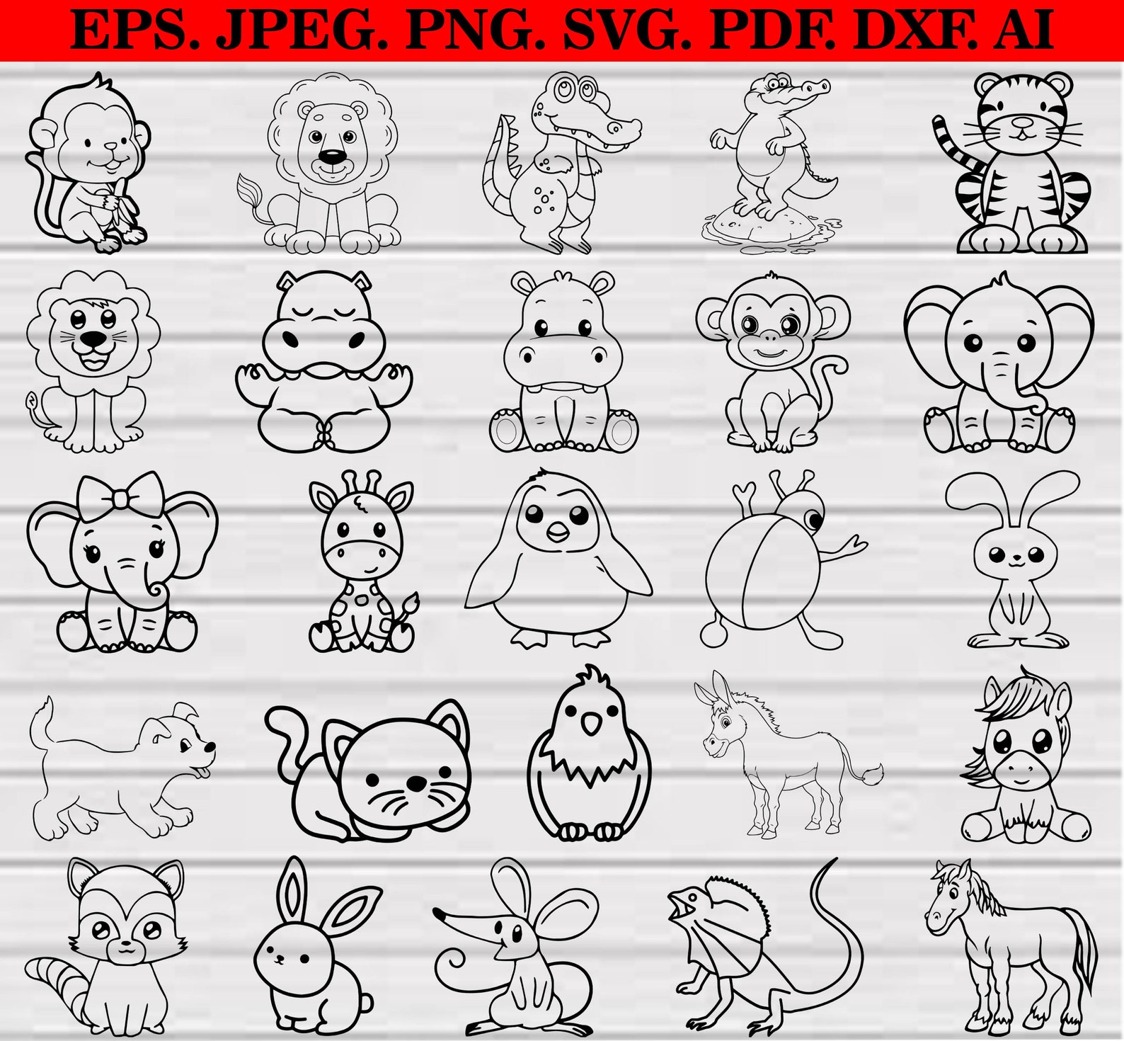 Animal Svg Bundle, Animal Clipart, Animal Outline Svg Files, Animal Cut ...