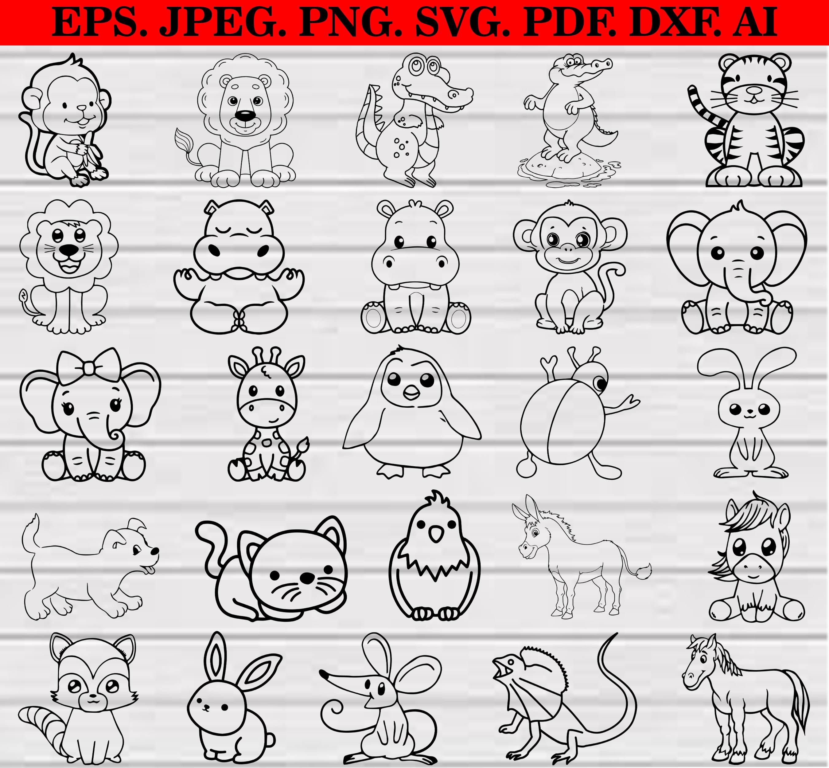 Animal Svg Bundle, Animal Clipart, Animal Outline Svg Files, Animal Cut ...