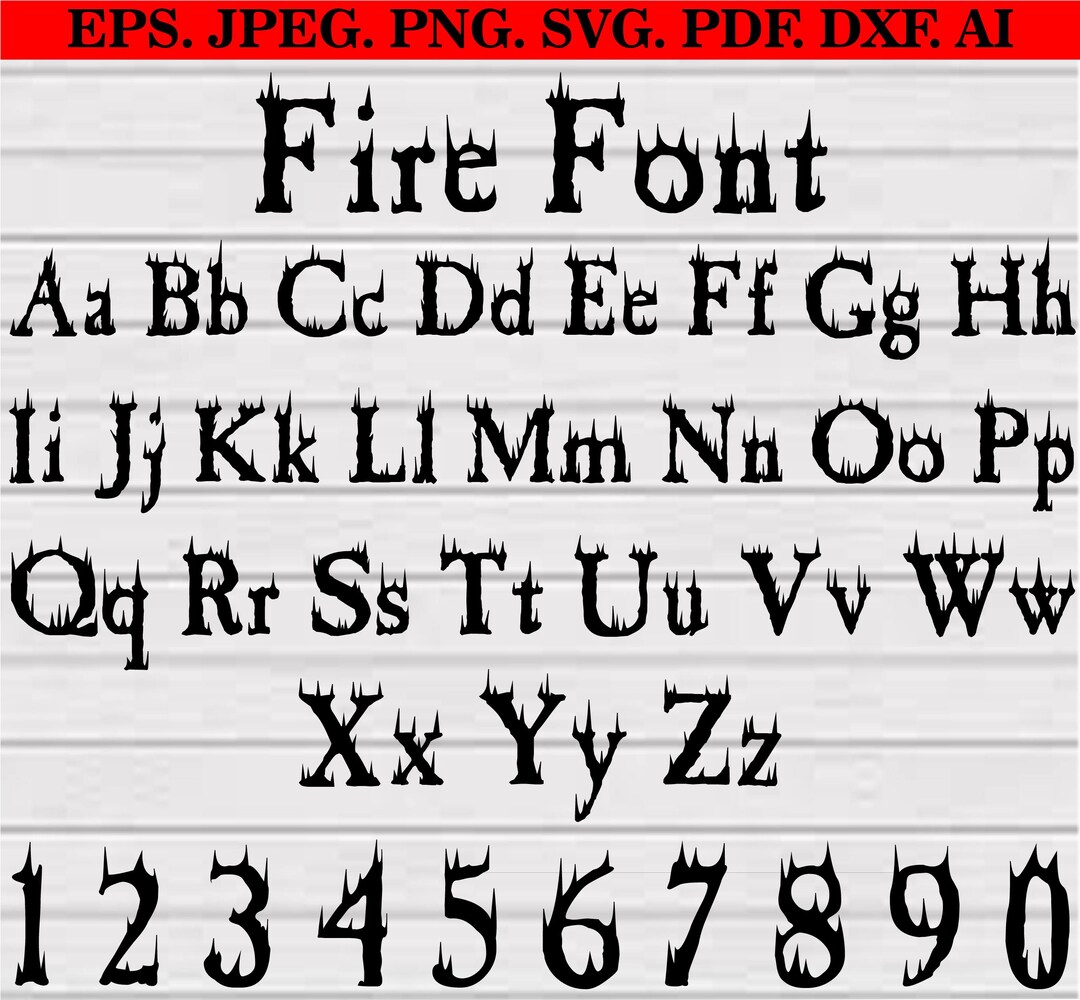 Fire Font Svg Bundle, Fire Flame Font Svg, Cartoon Flame Font Svg ...