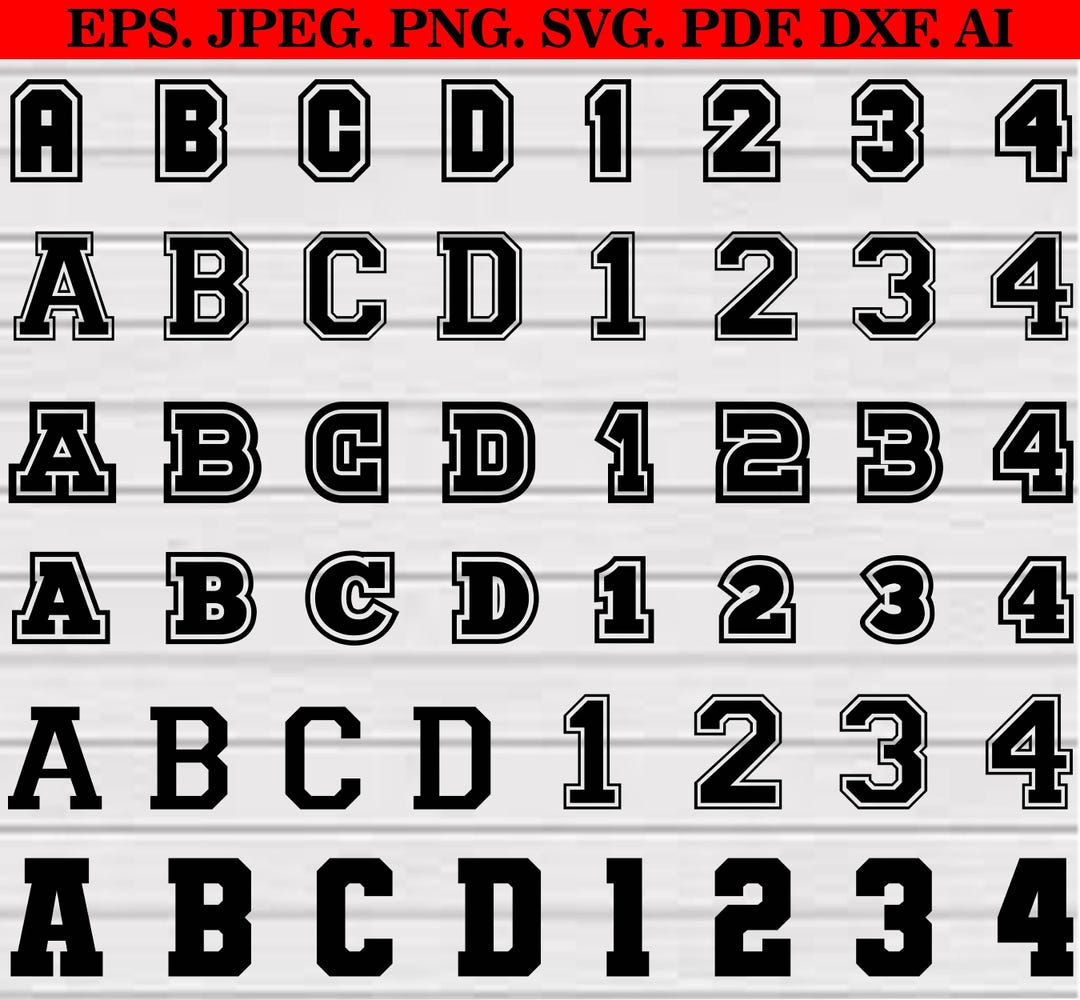 Sport Font Svg Bundle, College Font Svg, Jersey Font, Baseball Font ...