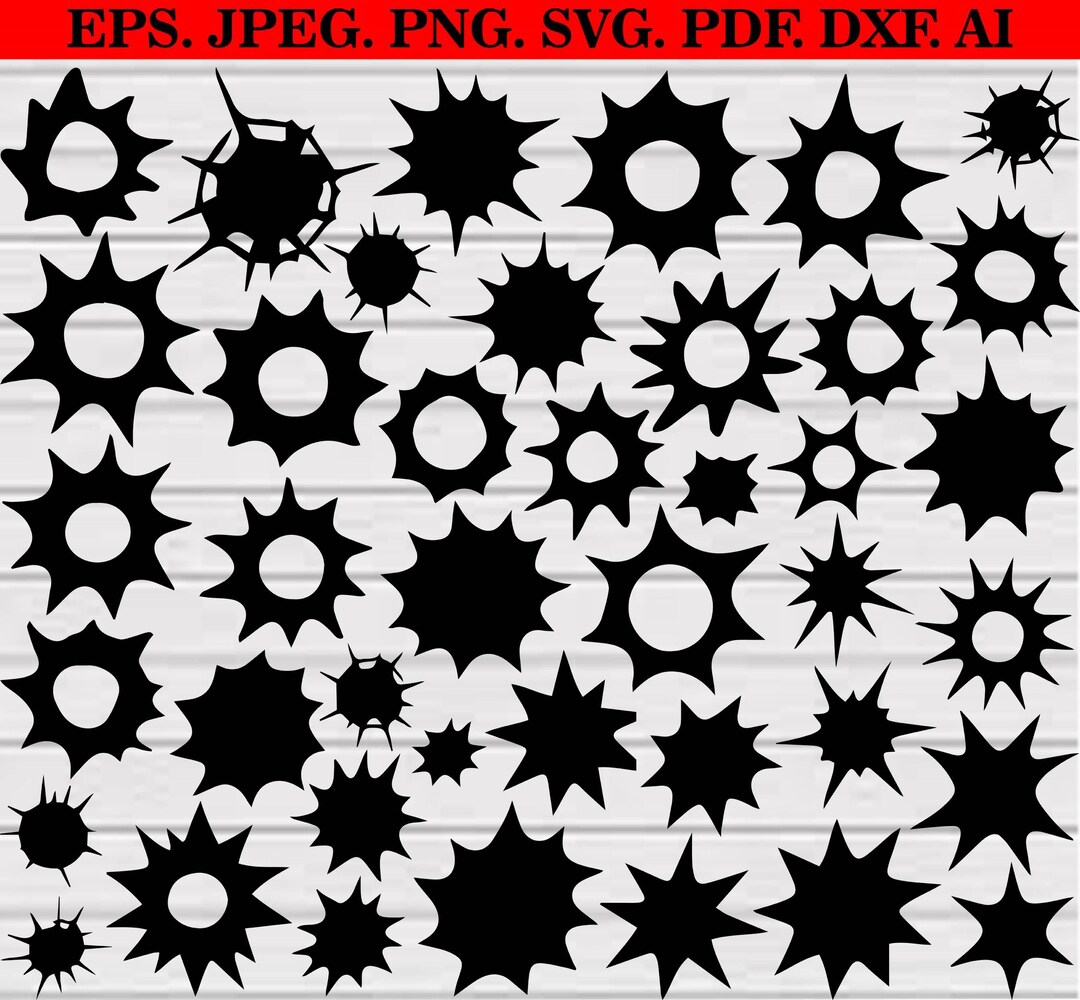 Impact Hole Svg Bundle, Broken Glass Clipart, Crack Effect Svg, Smash ...