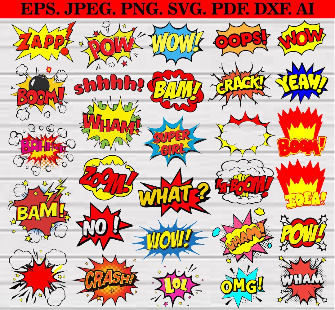 Comic Style Action Svg Bundle| Comic Cartoon Style Svg| Comic Text ...