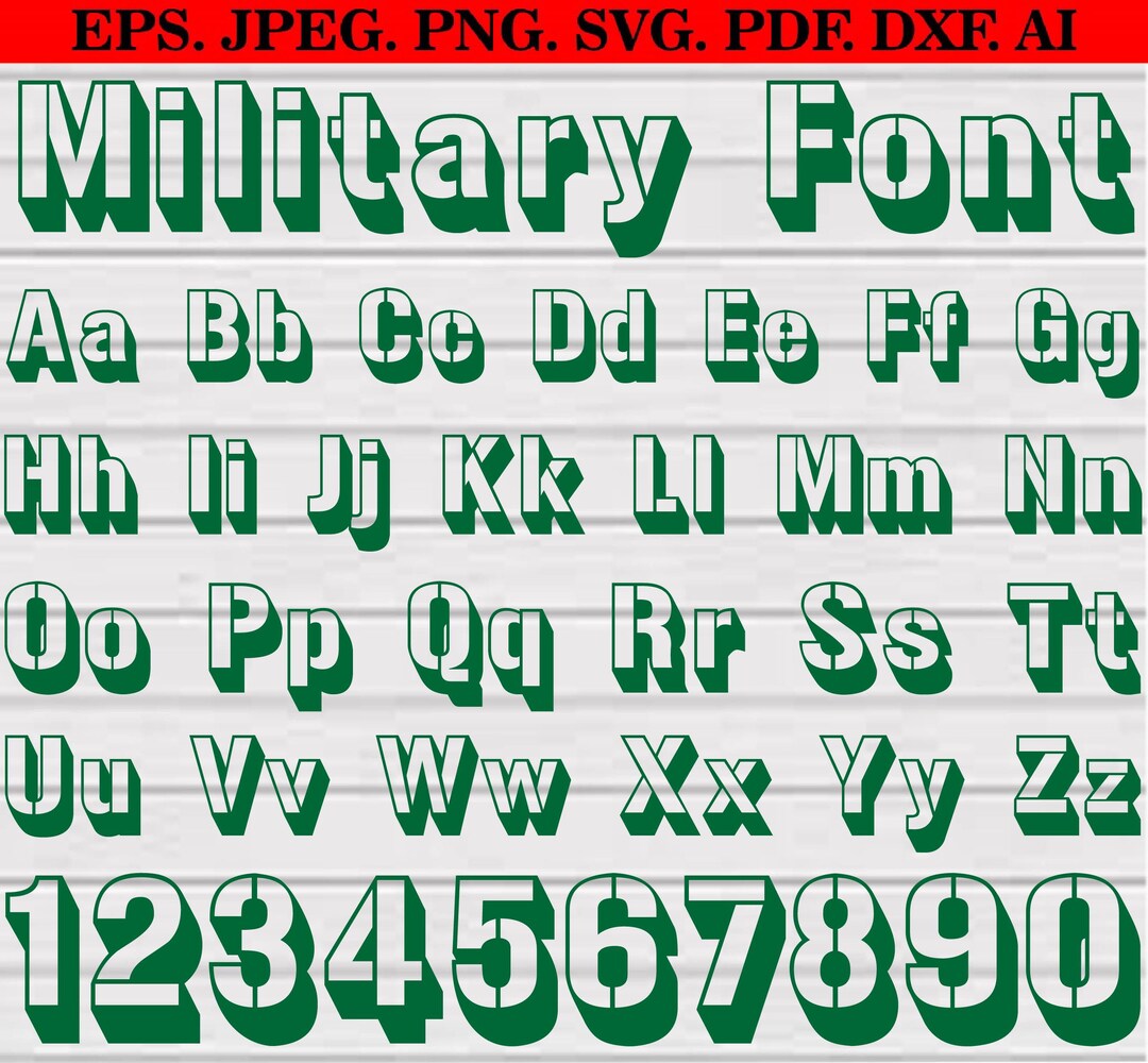 Military Outline Font Svg, Military Font TTF, Military Army Font Svg ...