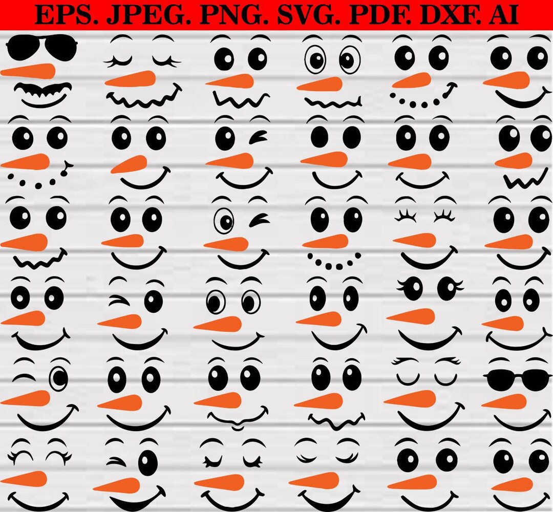 Snowman Faces Svg Bundle, Snowman Faces Clipart, Christmas Svg, Snowman ...