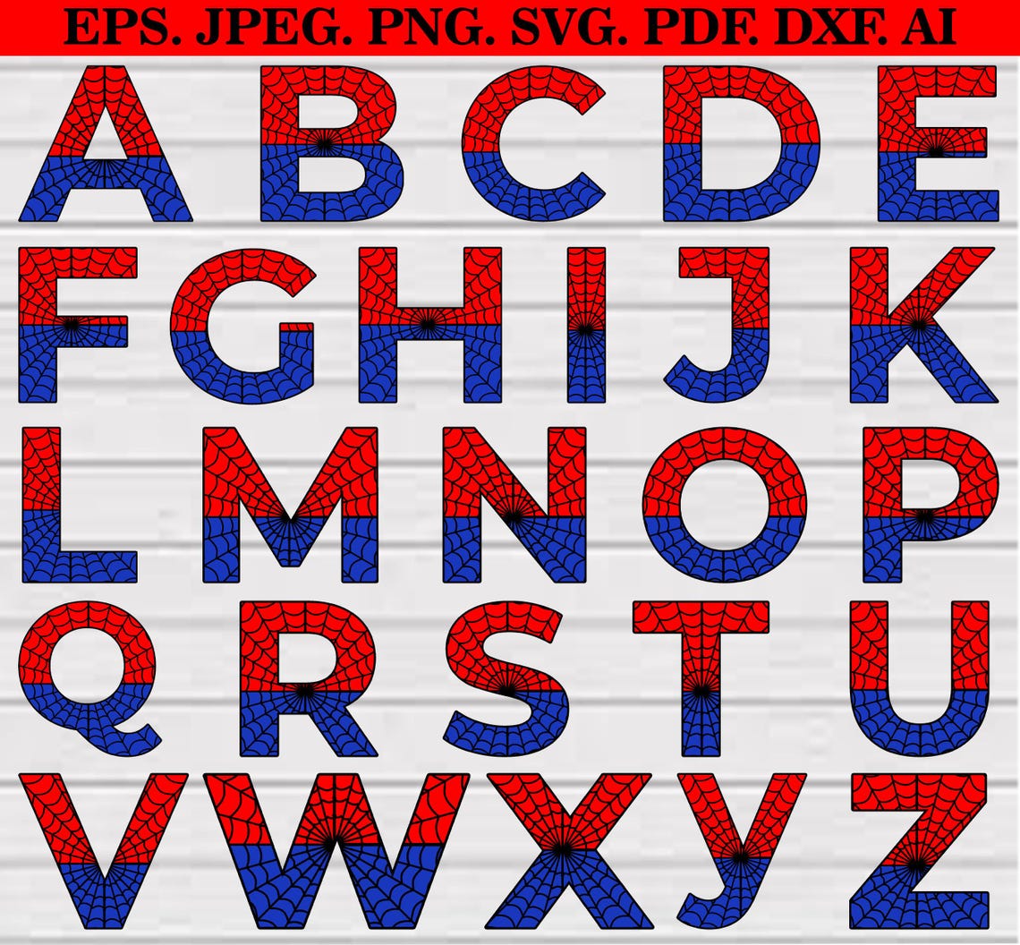Spiderman Font SVG Bundle, Superhero Alphabet (digital Download) - Etsy