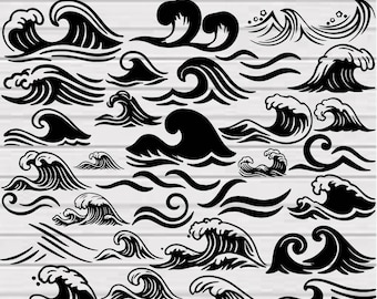 Wave SVG Bundle, Wave PNG Bundle, Wave Clip Art, Wave Cut Files for ...