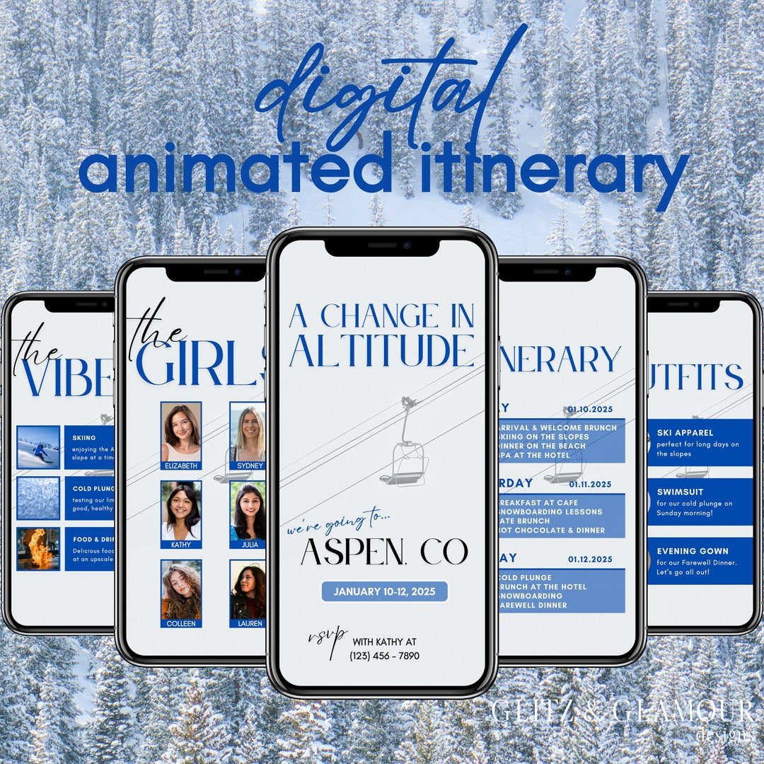 Digital Aspen Ski Trip Invitation, A Change in Altitude, Itinerary, E ...